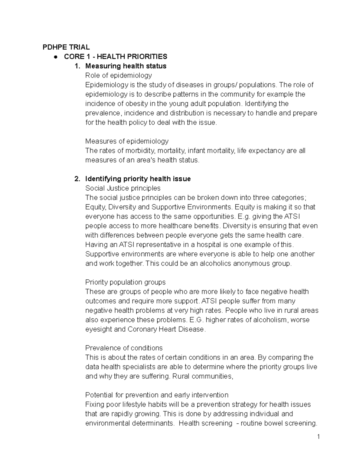 Pdhpe Trials - this is for trial and covers basic content - PDHPE TRIAL ...