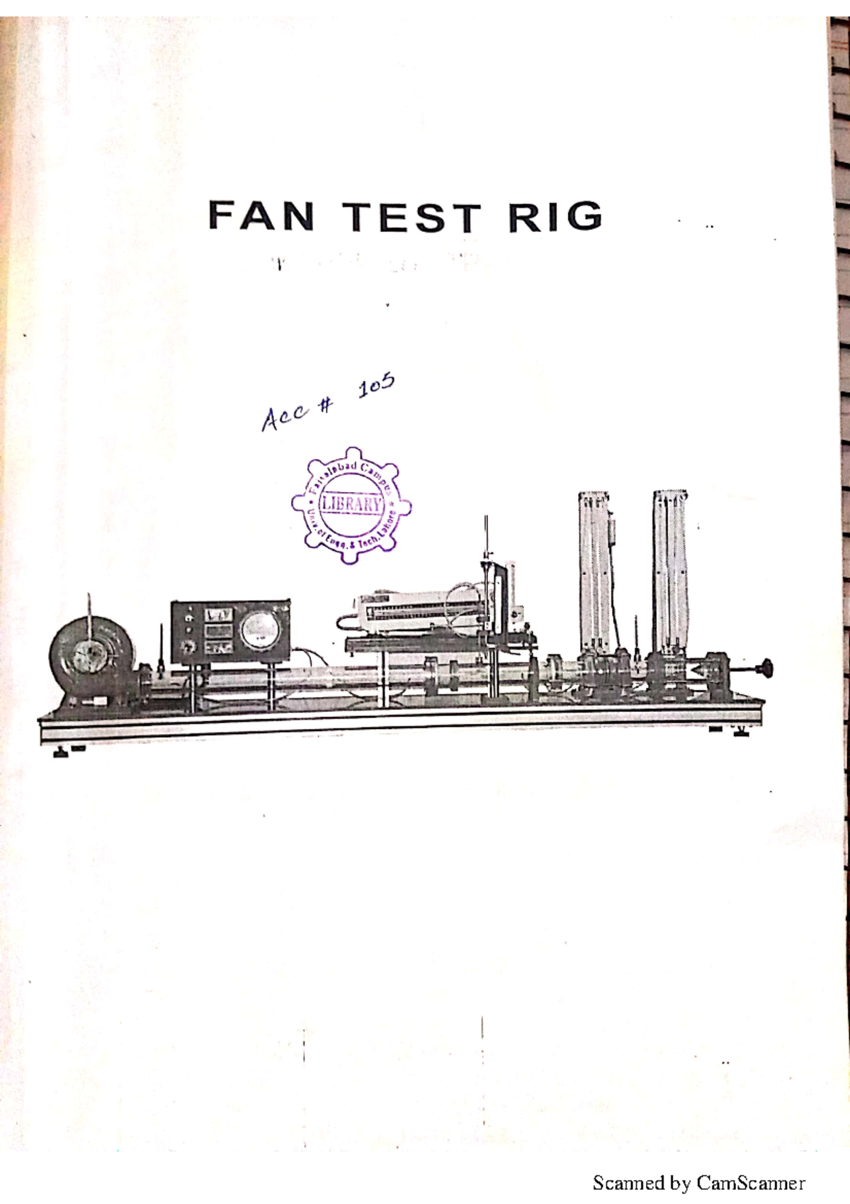 Fan test rig - machine - Chemical Engineering - Studocu