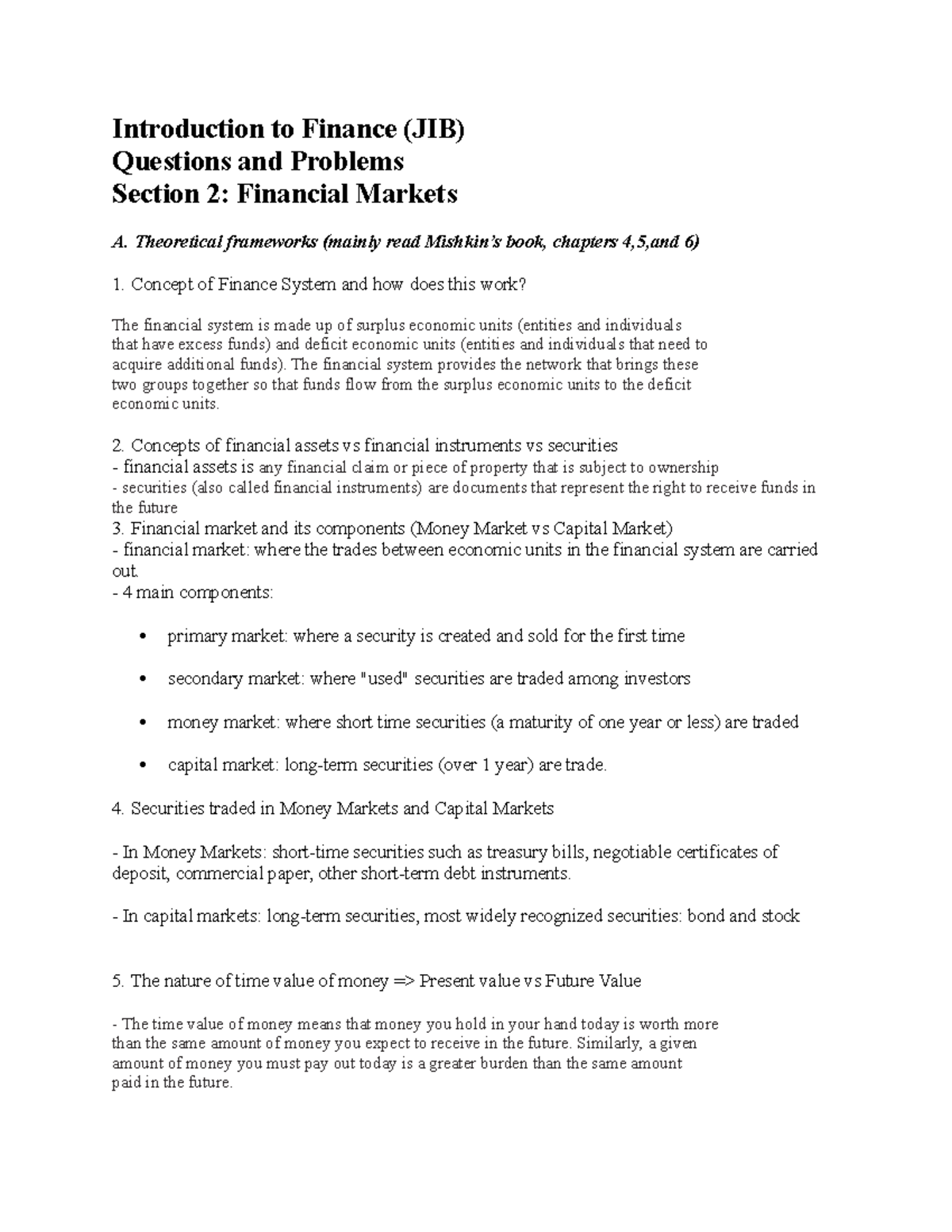 Introduction-to-Finance - Introduction to Finance (JIB) Questions and ...