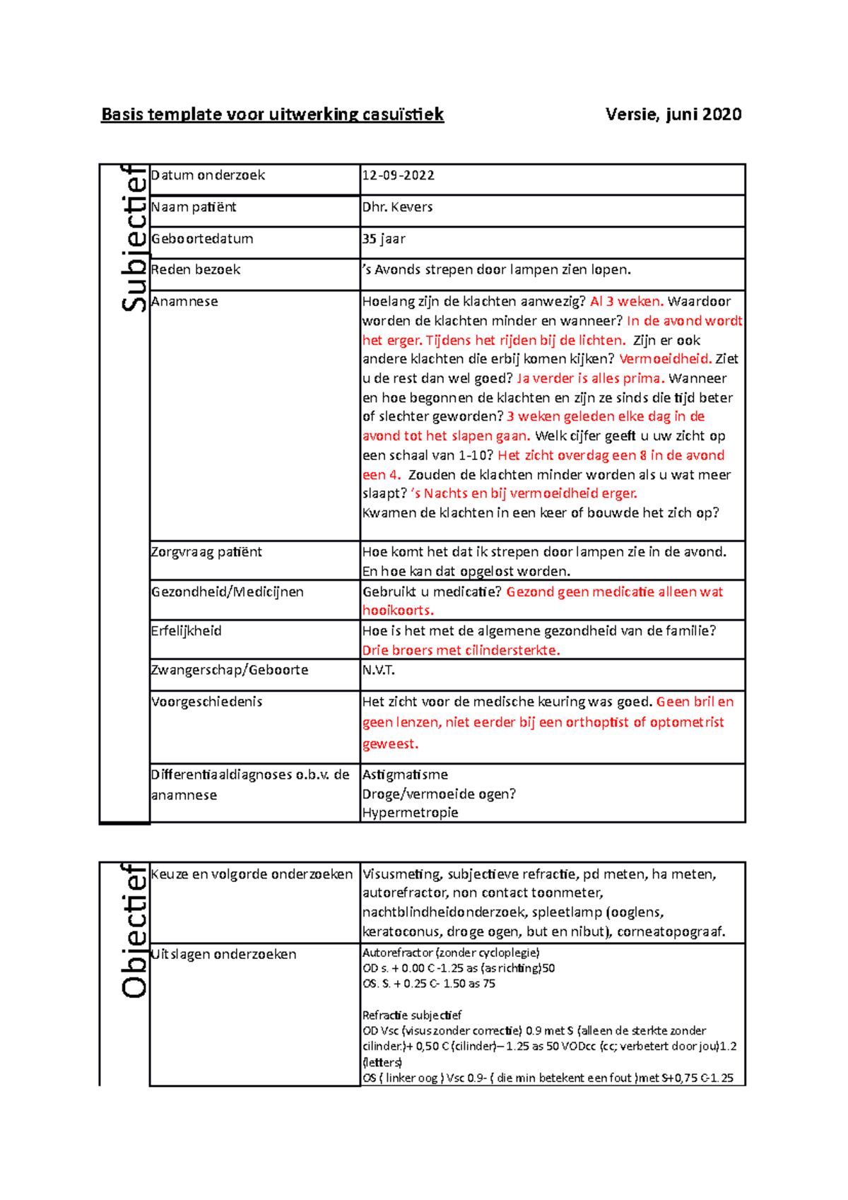 Cbl casus 2 dhr. Kevers - Basis template voor uitwerking casuïstiek ...