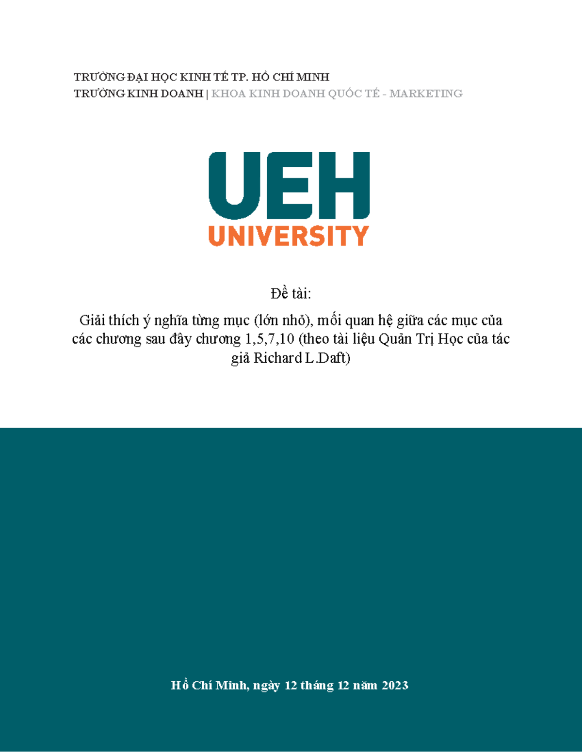 Quan tri tieu luan - TRƯỜNG ĐẠI HỌC KINH TẾ TP. HỒ CHÍ MINH TRƯỜNG KINH DOANH | KHOA KINH DOANH ...