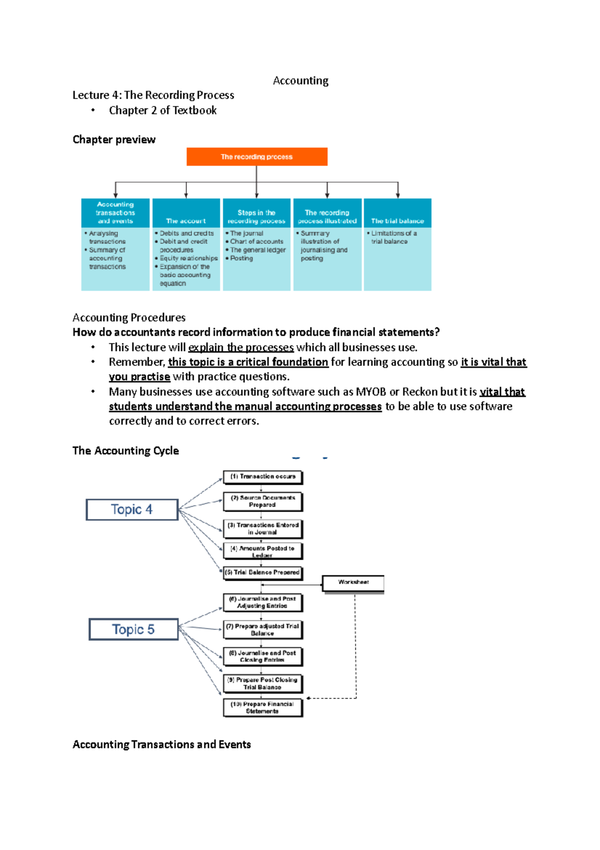 A Lecture 4 - Accounting Lecture 4: The Recording Process Chapter 2 of ...