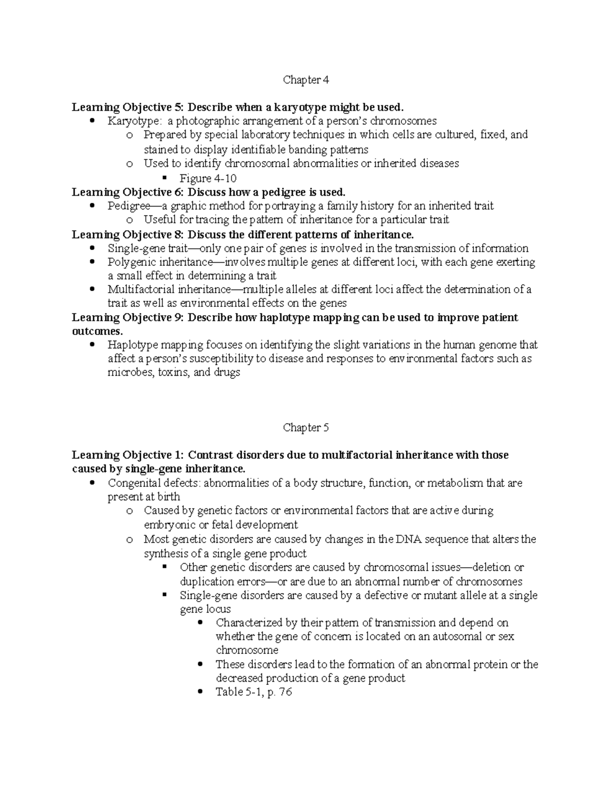 Chapter 4 genetics - Chapter 4 Learning Objective 5: Describe when a ...