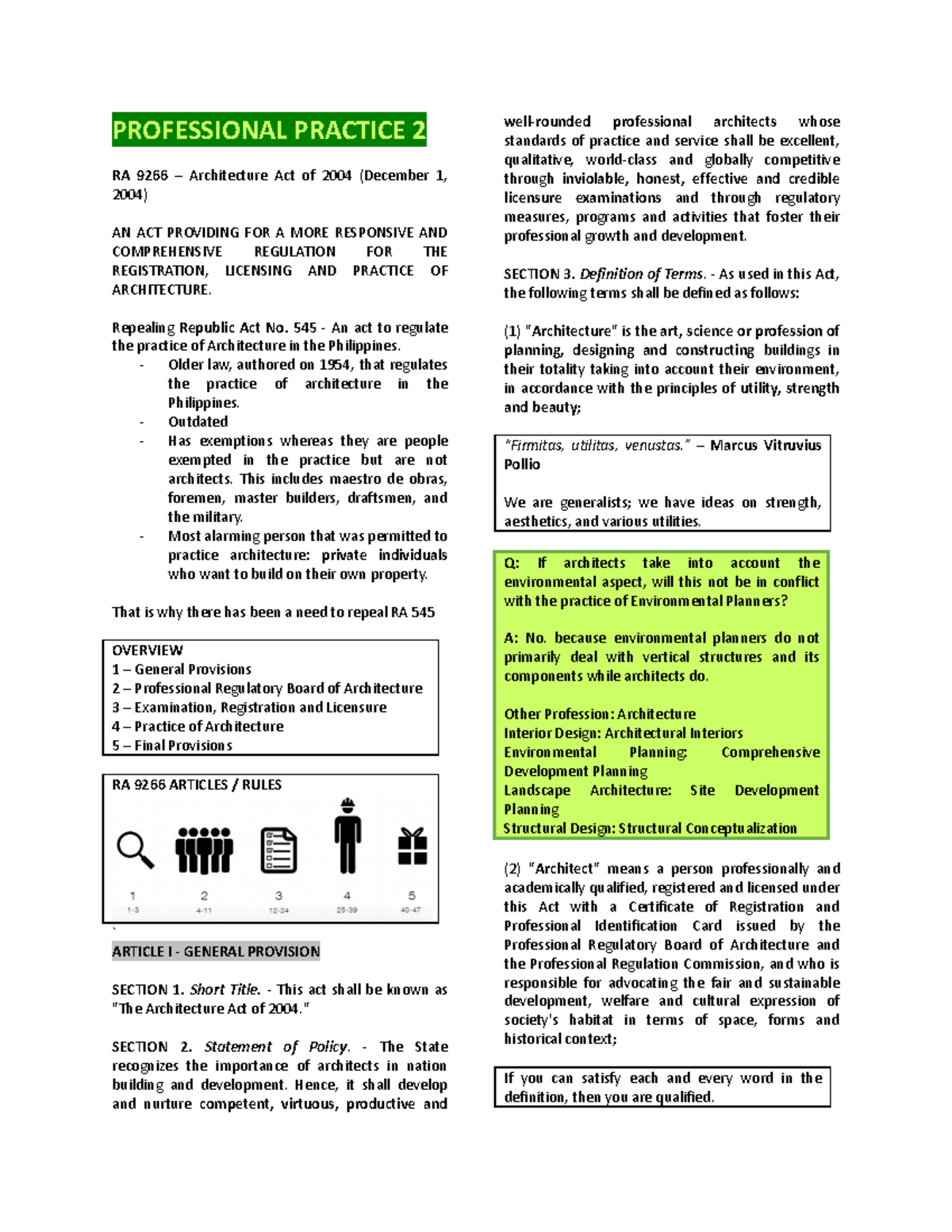 PP2-RA9266-1 - reviewer for pp2 - PROFESSIONAL PRACTICE 2 RA 9266 ...