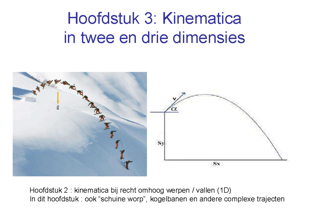 W01 - H3 - Kinematica in twee en drie dimensies - Hoofdstuk 3 ...