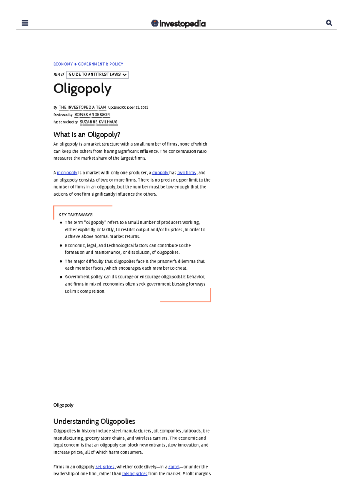Oligopoly Definition - Oligopolies can result from various forms of ...