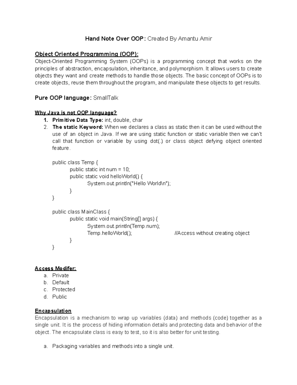 OOP and Design Pattern - It's object oriented programming - Hand Note Over OOP: Created By ...