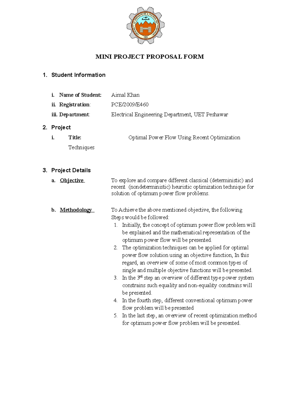 MSc Mini Project Proposal-Aimal - MINI PROJECT PROPOSAL FORM 1. Student ...