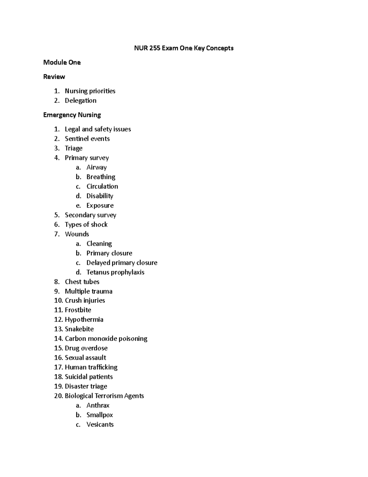 Exam 1 Key Concepts 2022 - NUR 255 Exam One Key Concepts Module One ...
