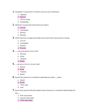 Chapter 9: Muscle and Muscle Tissue Quiz Questions Anatomy and ...