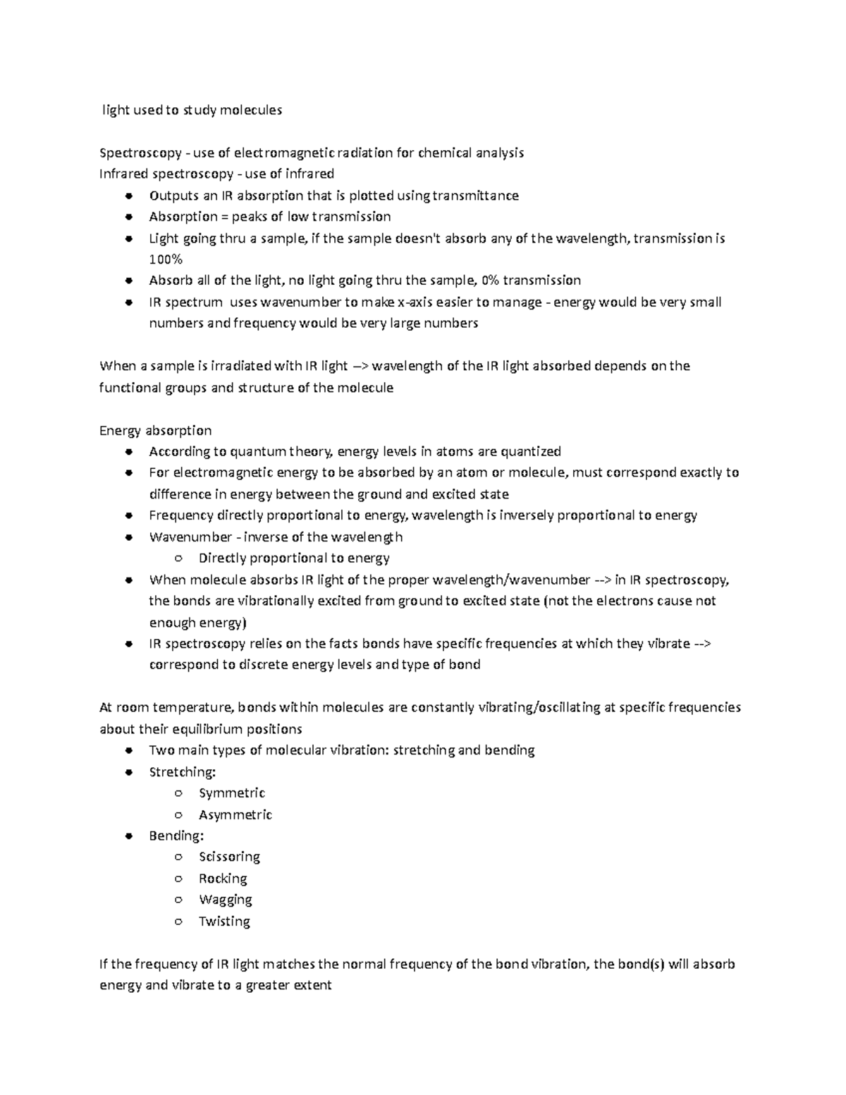 Chemistry Chapter 5.2 - Infrared spectroscopy - light used to study ...