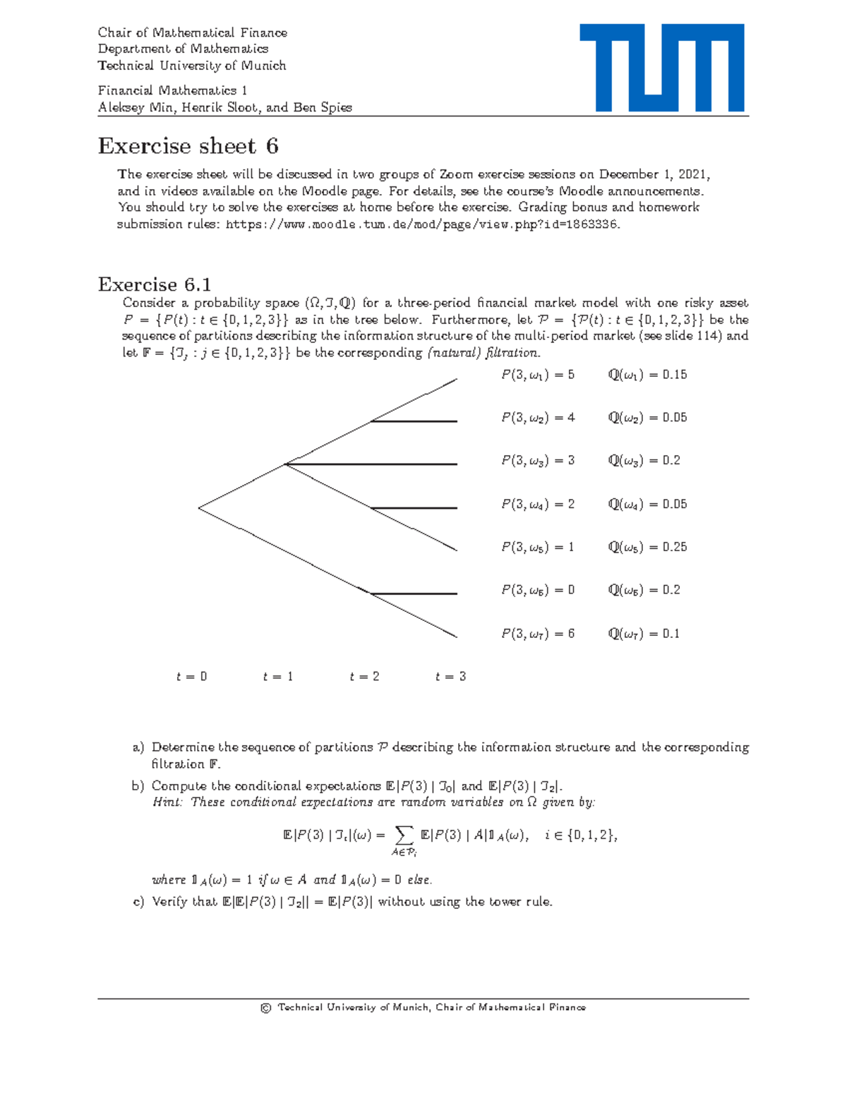 Fi Ma1 Exercise Sheet 06 Assignment - Chair of Mathematical Finance ...