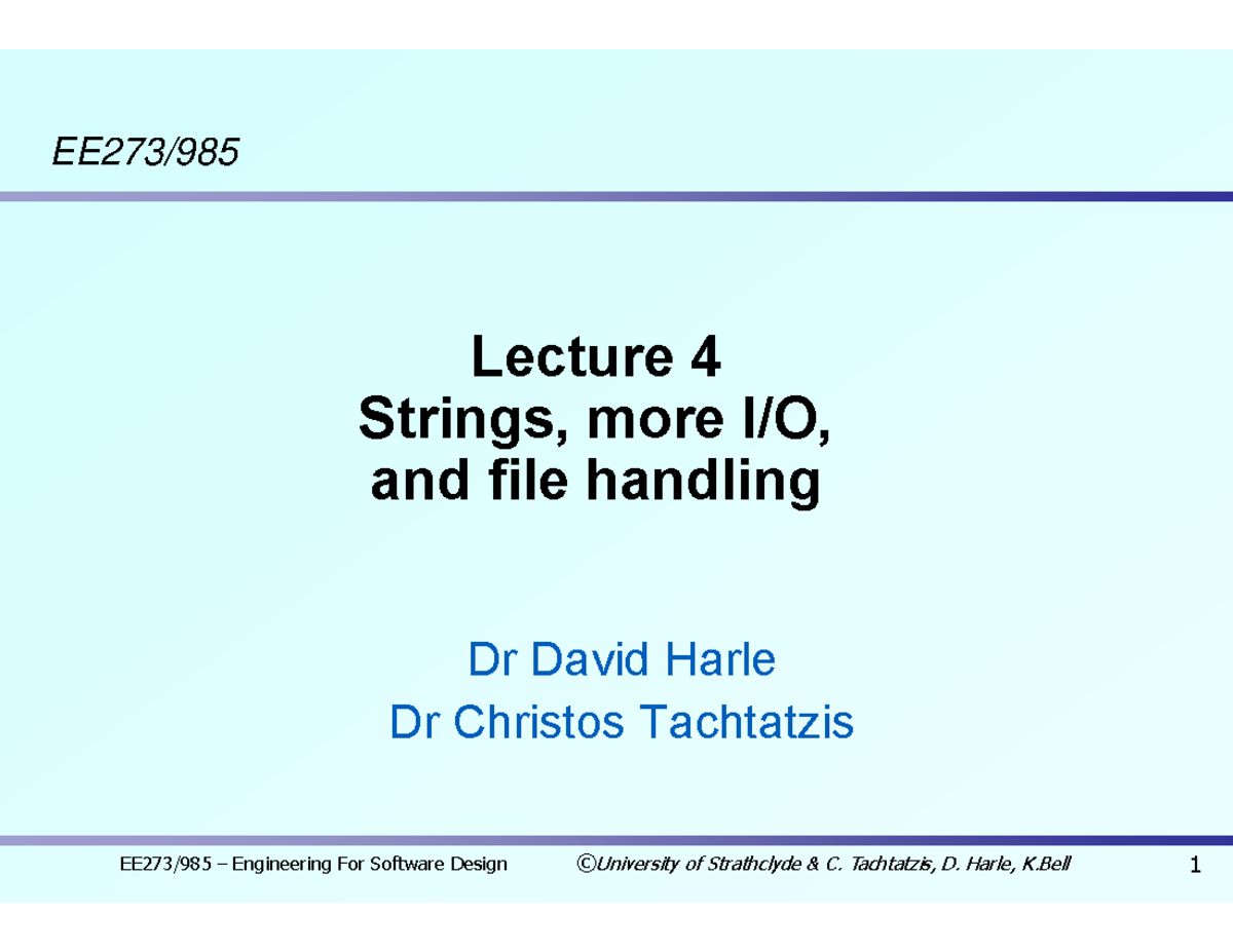 EE273 - lecture 04-long - EE273 - Strath - Studocu