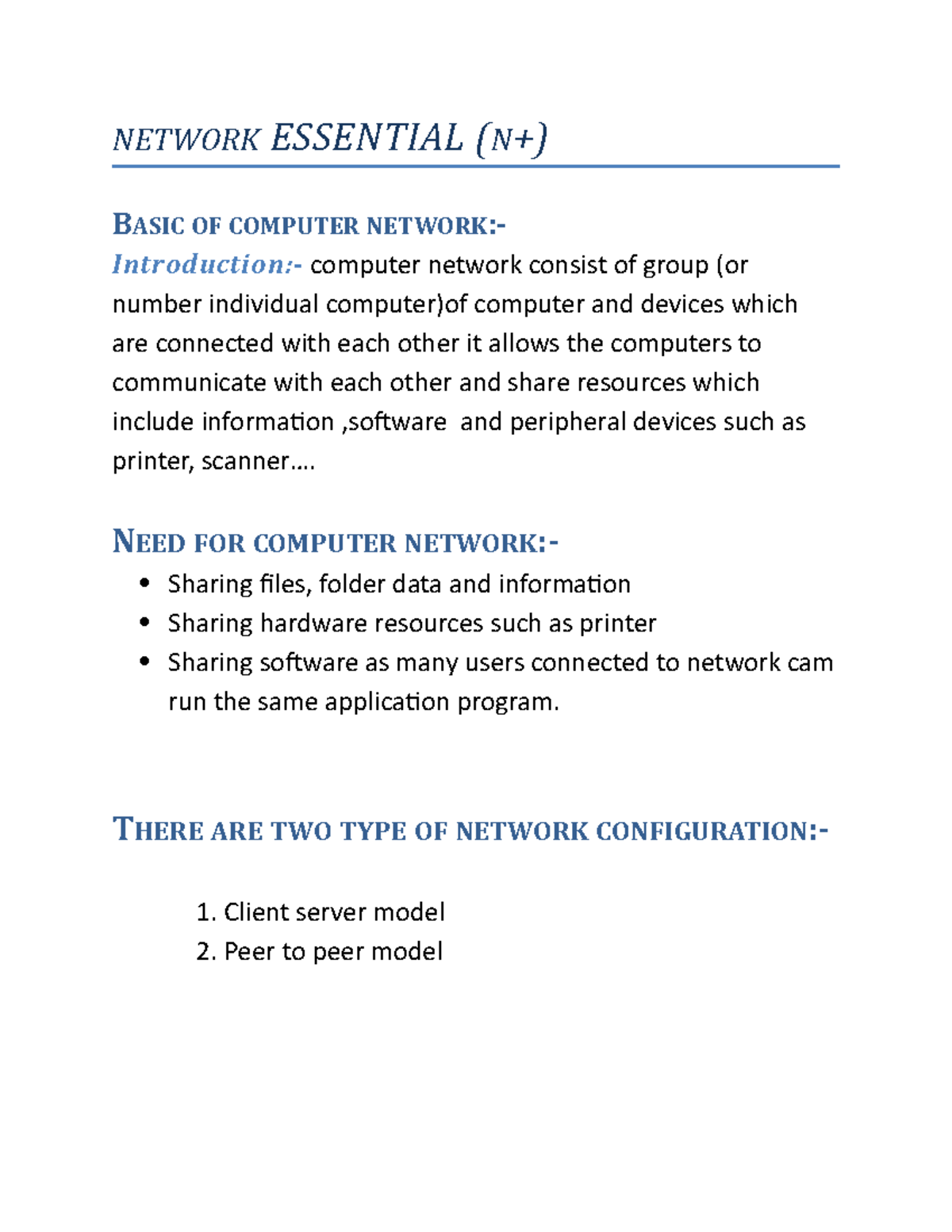 Lesson 1(basic of computer nerwork) - NETWORK ESSENTIAL (N+) BASIC OF ...