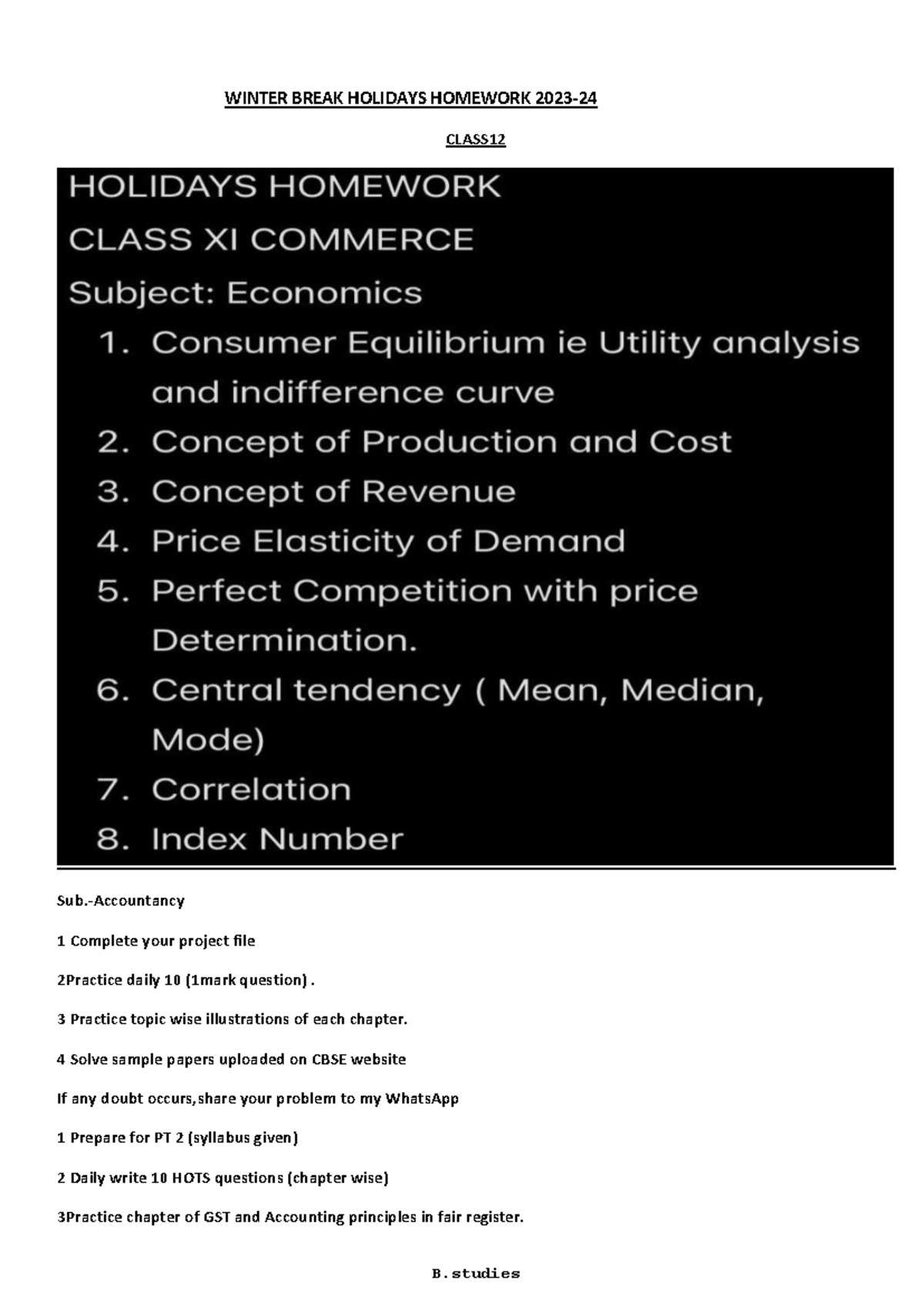 Winter break holidays homework 23-24 - WINTER BREAK HOLIDAYS HOMEWORK ...