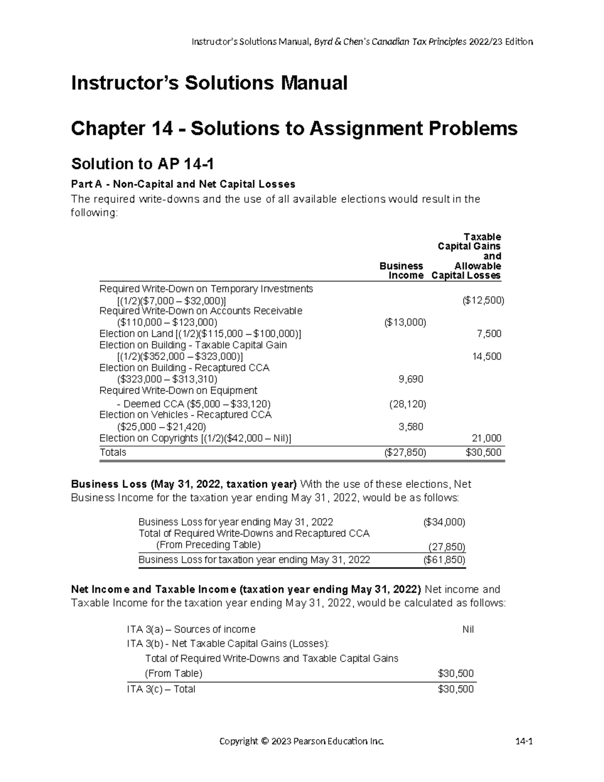 Byrd Chen 2022 Ch14 ISM - Answers for practice questions - Instructor’s Solutions Manual Chapter ...