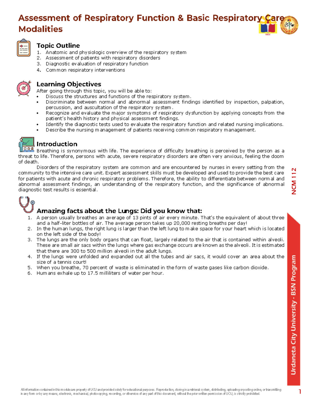 Study Guide 5 Assessment of Patients with Respiratory Disorders Basic ...