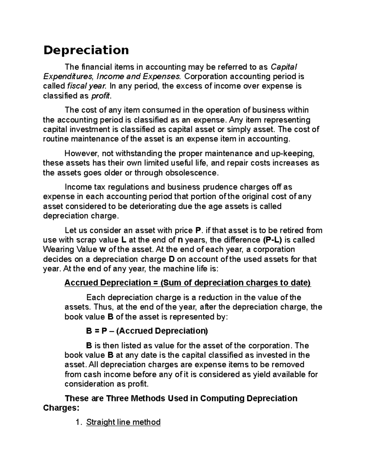 Depreciation - Depreciation The financial items in accounting may be ...