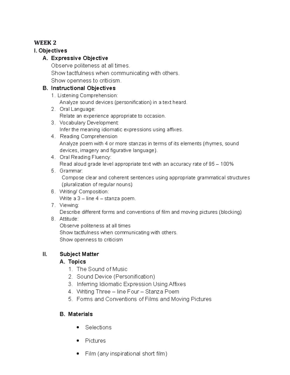 Q1 WEEK 2 D1-D5 - Teacher Guide for English 1 Quarter 1 Week 2 Day 1-5 ...