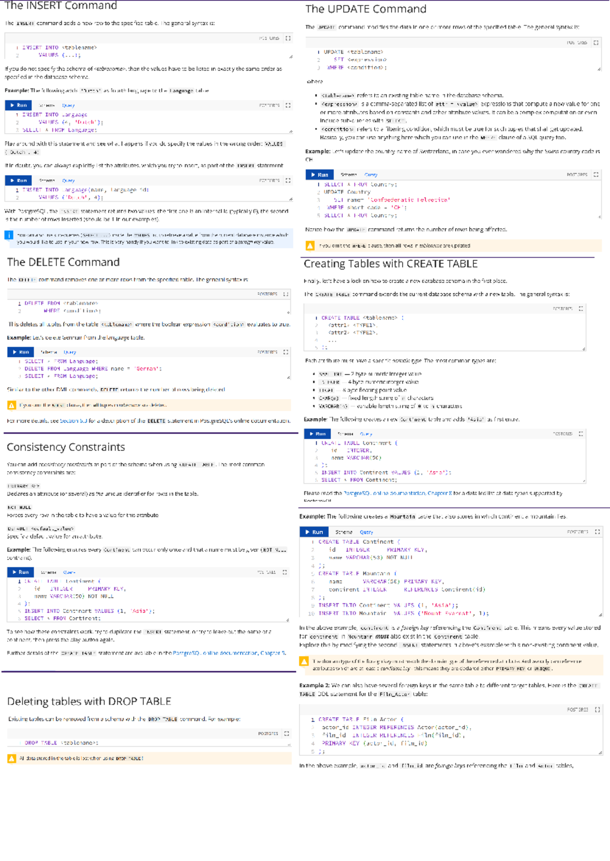 SQL Notes - Summary Data and Information Management - The INSERT ...