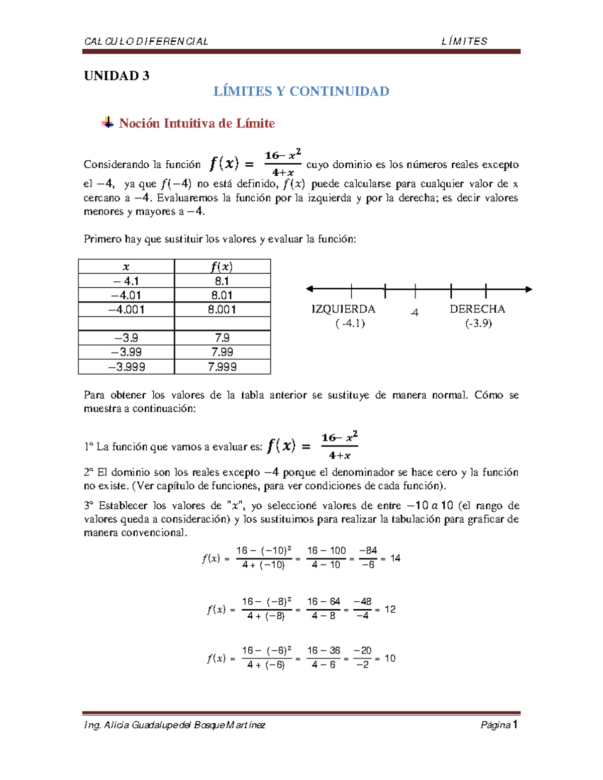 Unidad 3 Limites - UNIDAD 3 LÍMITES Y CONTINUIDAD Noción Intuitiva de ...