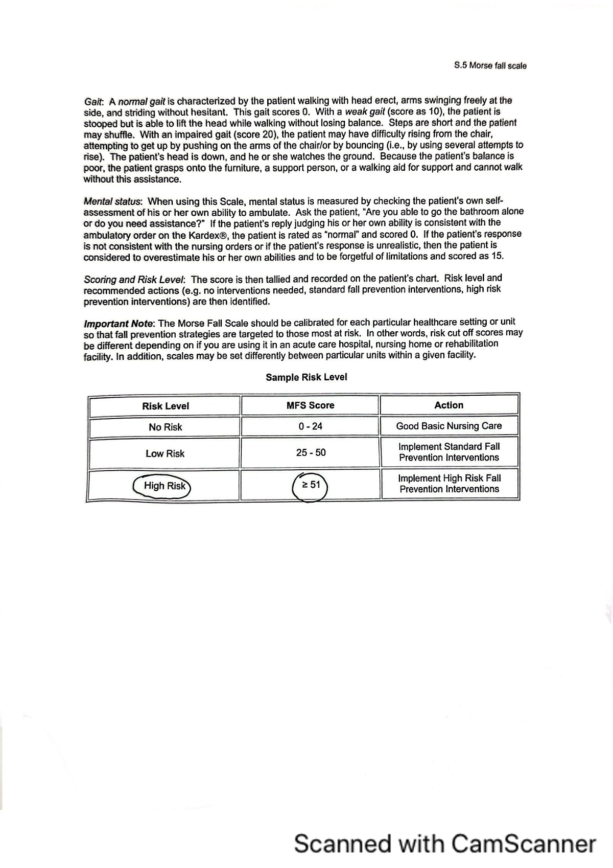 Morse Fall Scale Updated 10-24-2023 00 - NURS4000 - Studocu