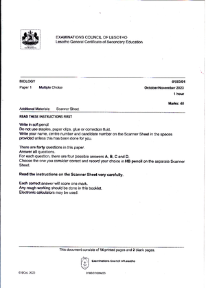 P2 - Lgsce papers - EXAMINATIONS COUNCIL OF LESOTHO Lesotho General ...