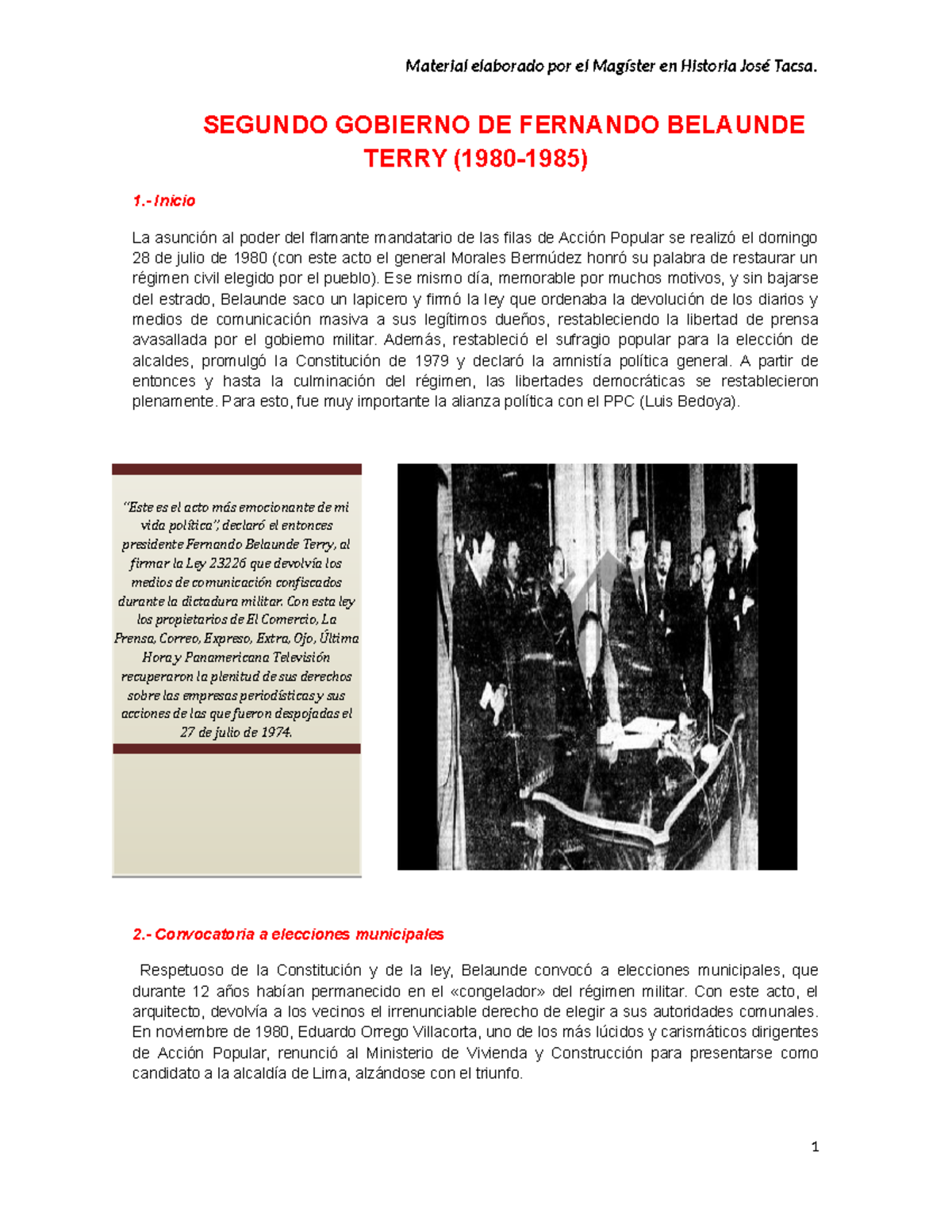 Segundo Gobierno DE Fernando Belaunde Terry - SEGUNDO GOBIERNO DE ...