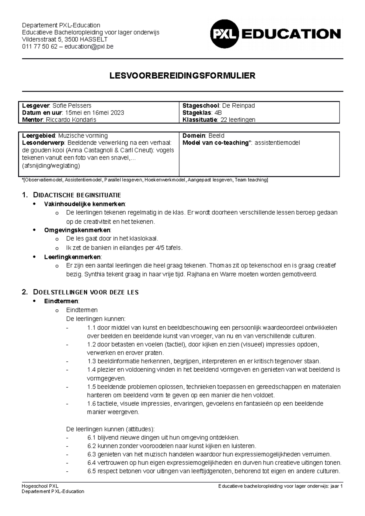 Vogels - beeld - 4B - lesvoorbereiding - Muzische vorming - Studocu