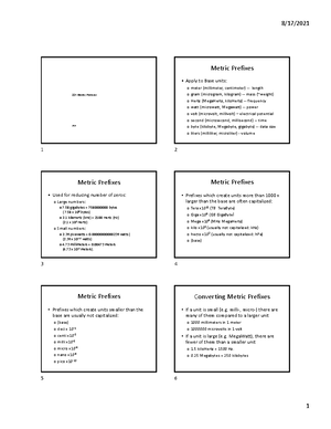 Metric Prefixes - , milli-, micro-) there are many of them compared to ...