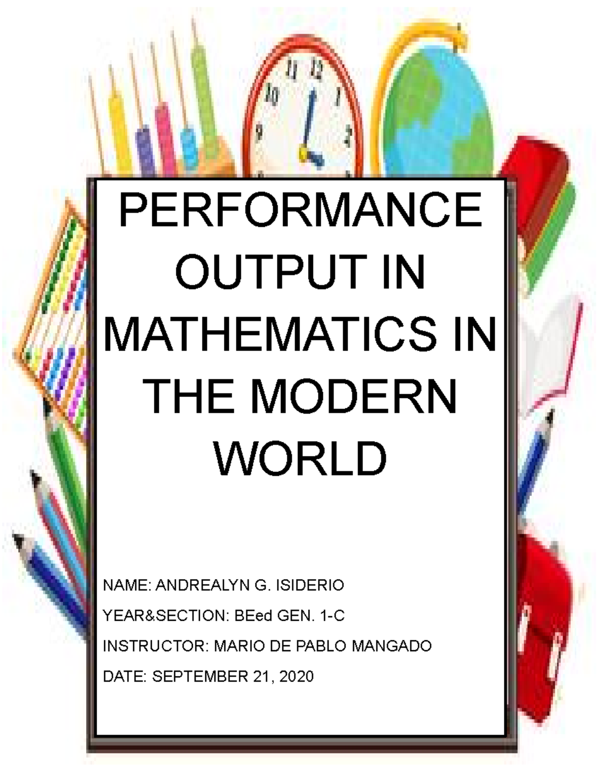 Performance Output in Mathematics in the Modern World - Better English ...