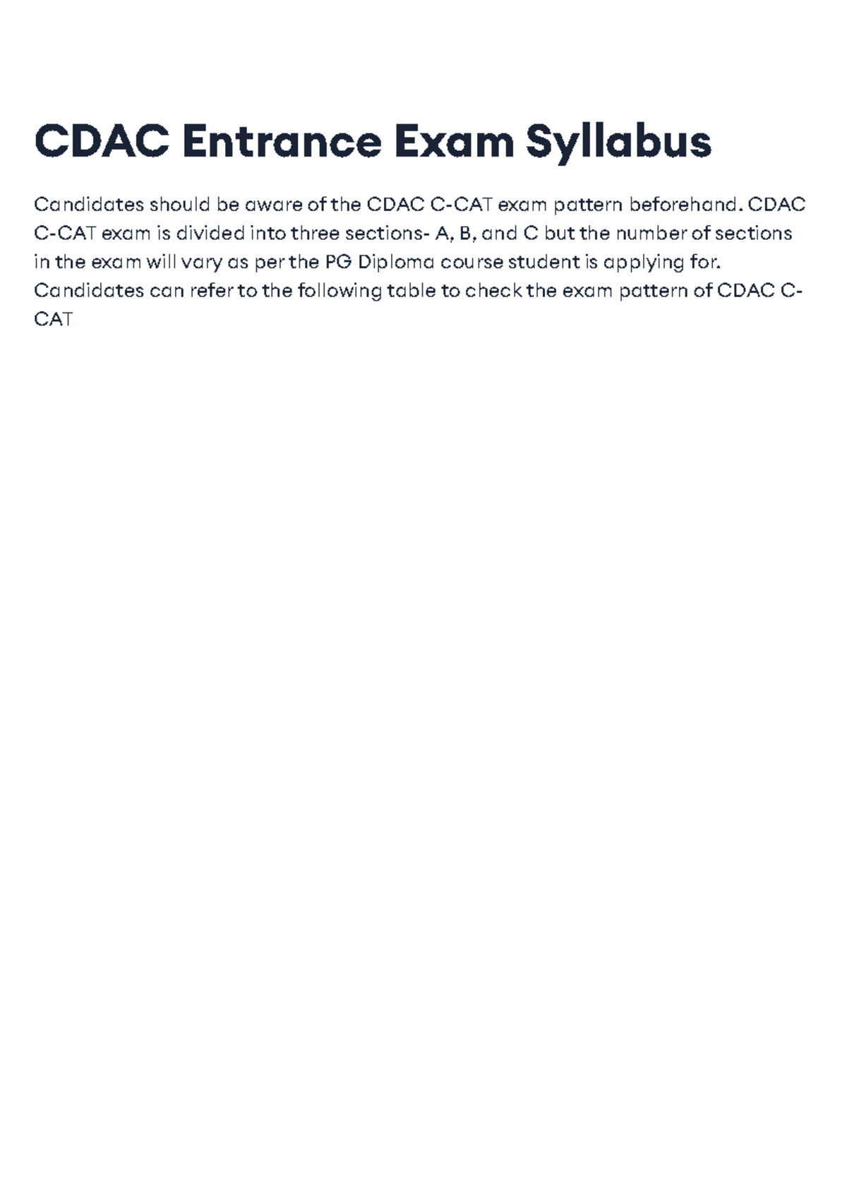 Cdac Syllabus - CDAC Entrance Exam Syllabus Candidates should be aware ...