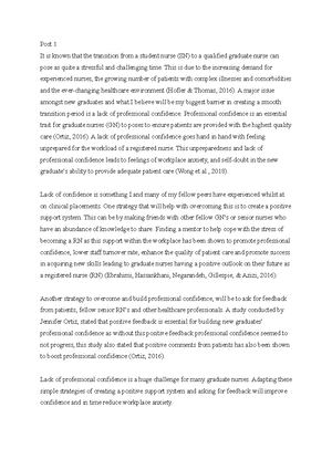 Transition TO Nursing - Post 1. As a third-year student transitioning to Registered nurse, there ...