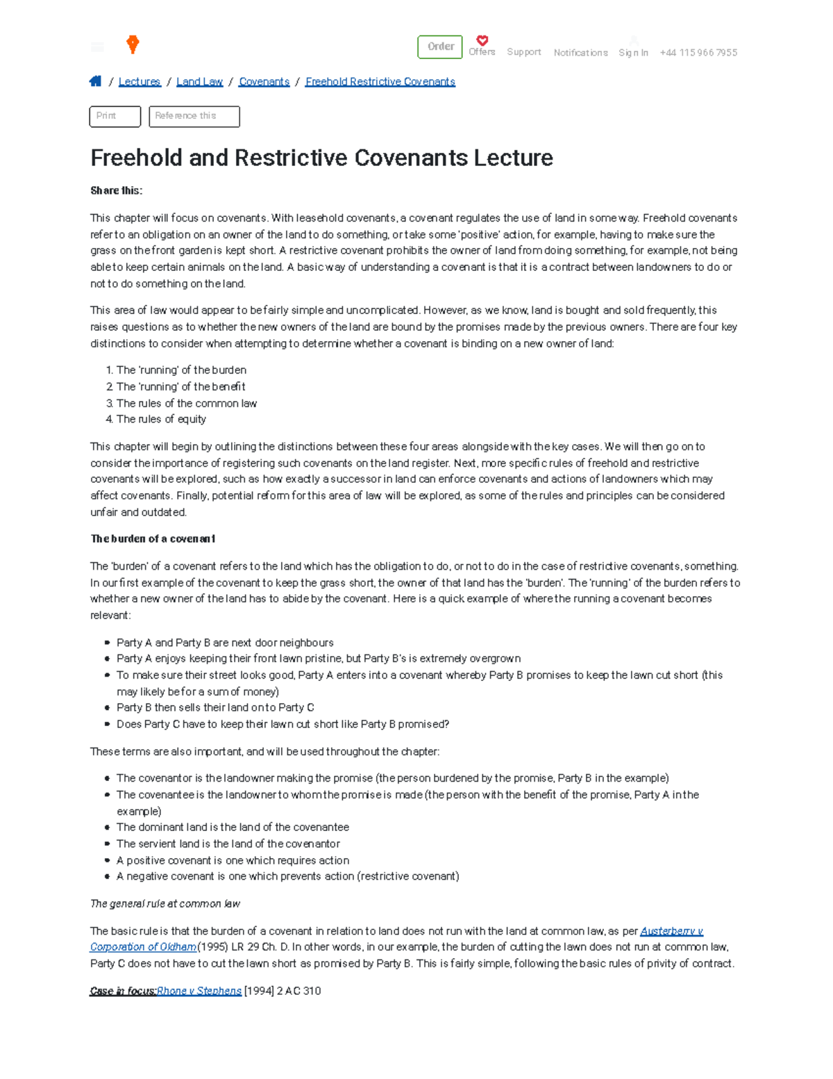 Freehold and Restrictive Covenants Lecture - /Lectures/Land Law ...