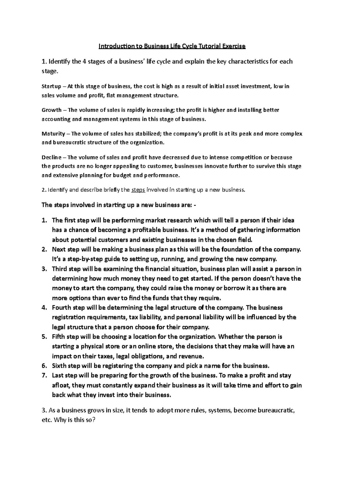 Intro to BLC Tutorial Exercise - Introduction to Business Life Cycle ...