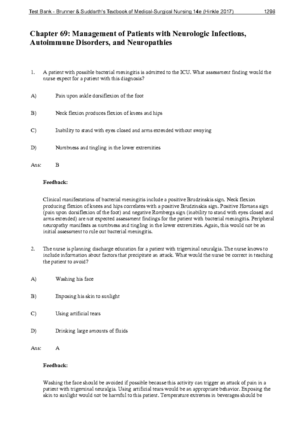 Ch 69 - practice questions for fundamentals of nursing. multiple choice ...