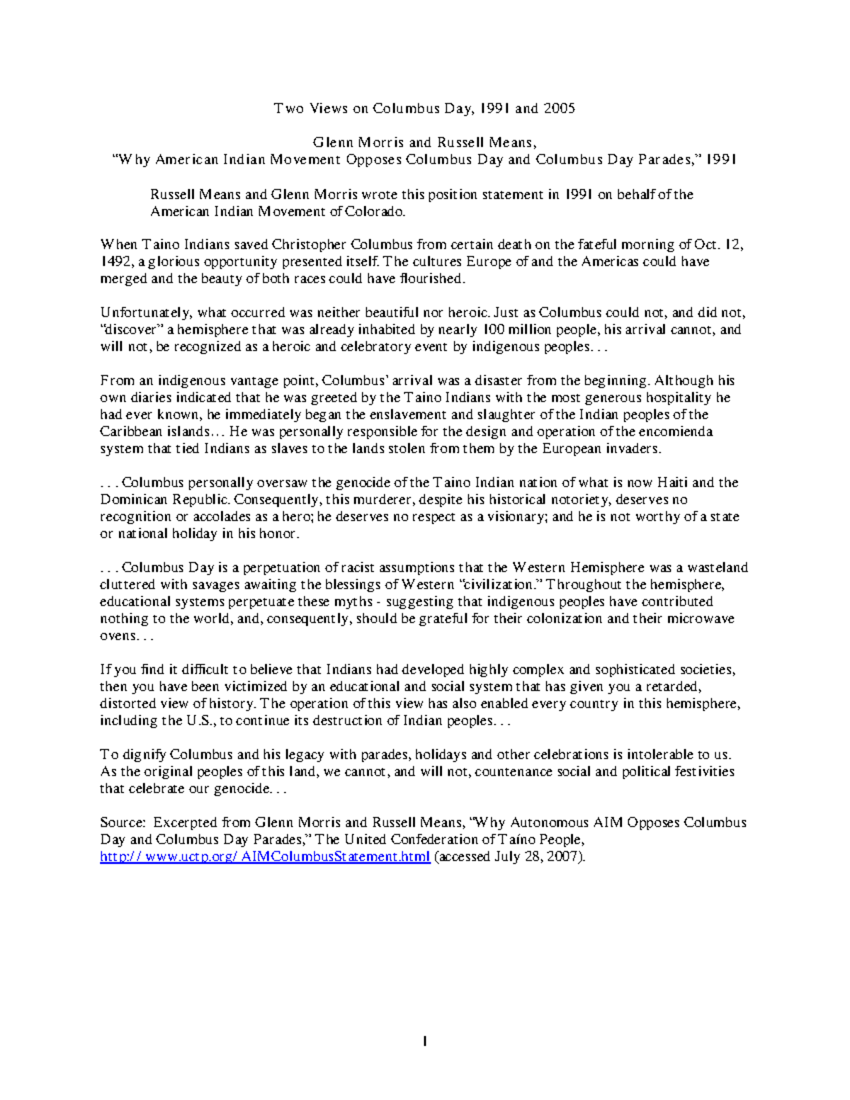 1991-2005 Columbus - These are American history notes I took. - 1 Two ...