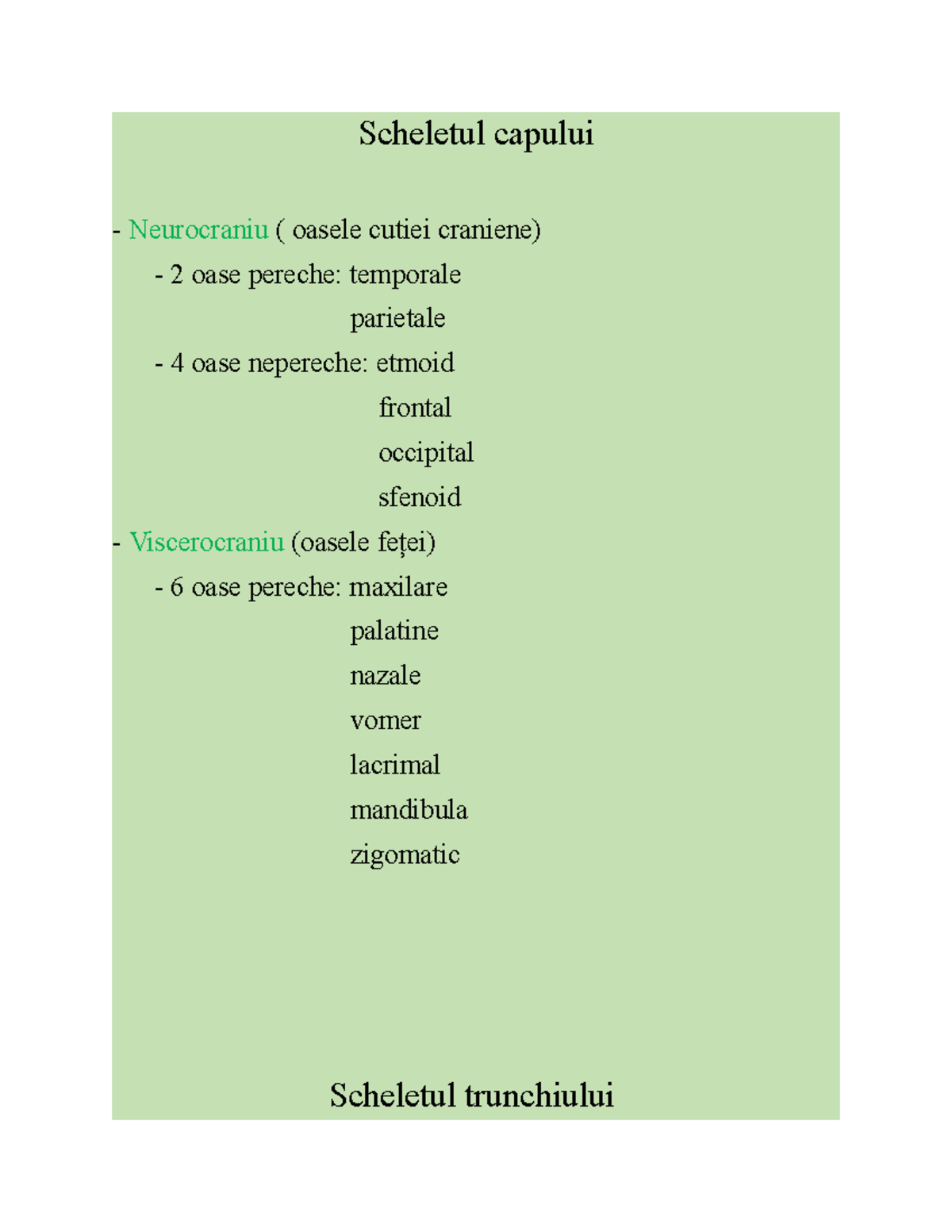 Scheletul corpului - fbcbggggg - Scheletul capului Neurocraniu ( oasele ...