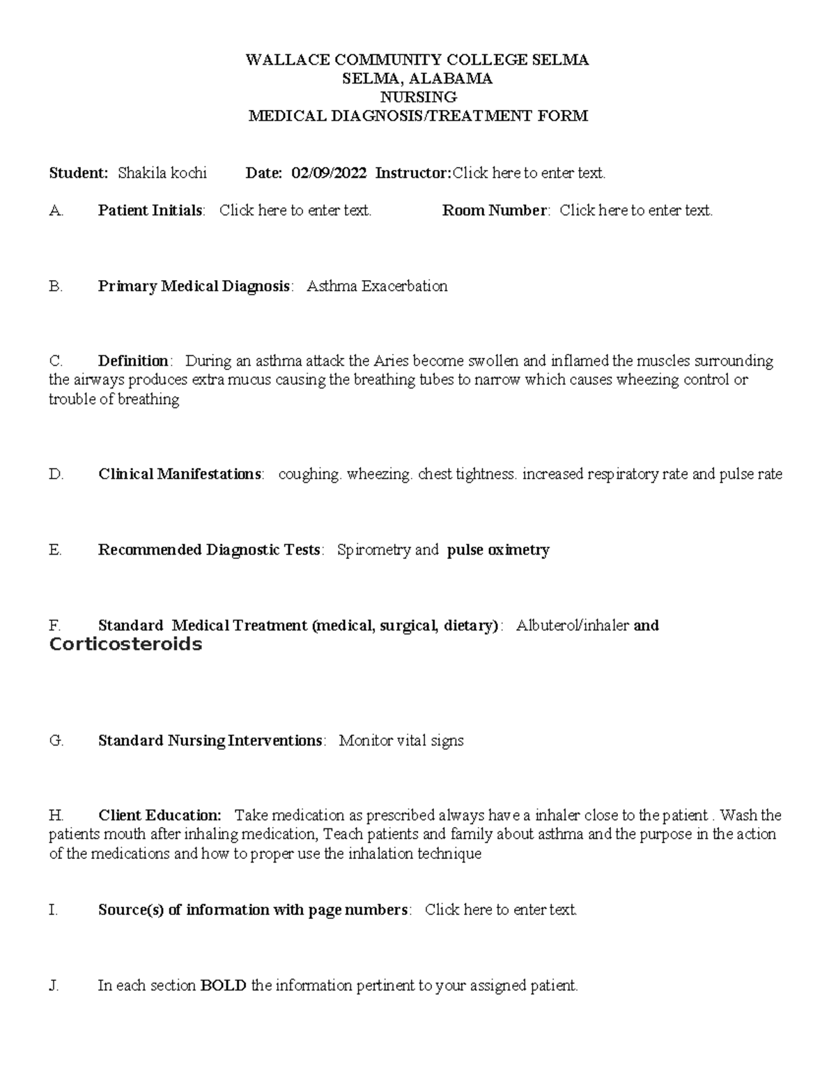 Diagnosis copy copy - Jsmw - WALLACE COMMUNITY COLLEGE SELMA SELMA ...
