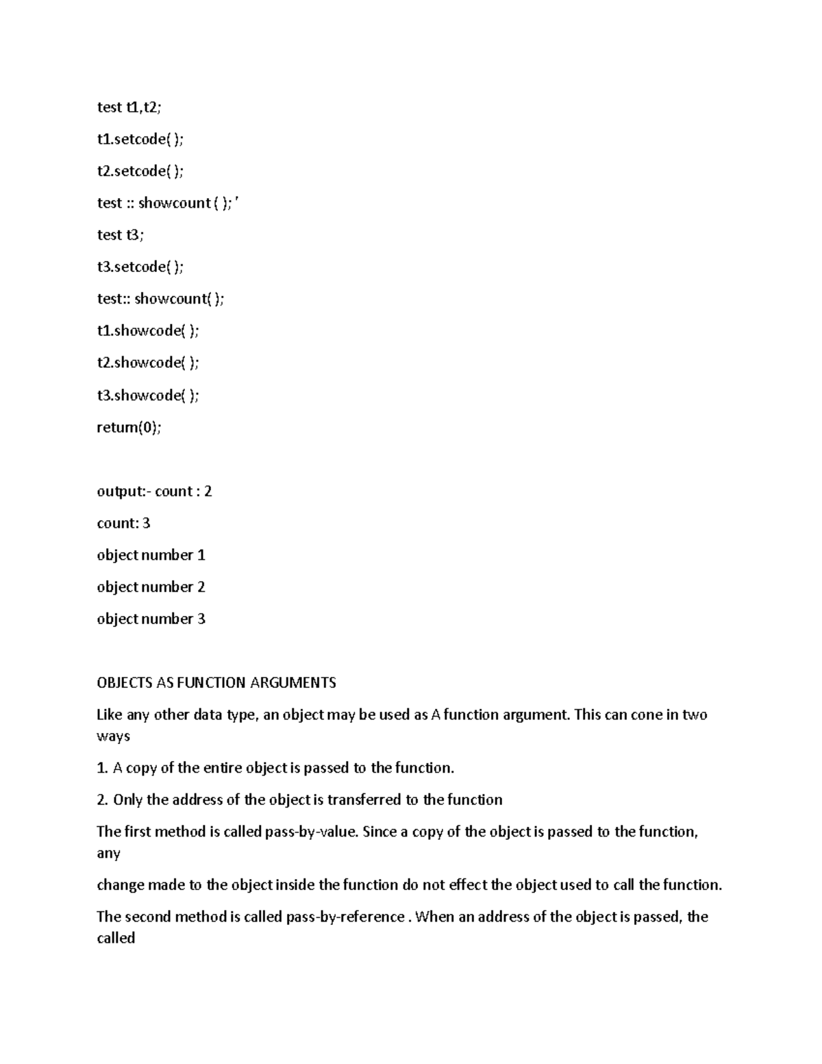 Programming 11 - test t1,t2; t1( ); t2( ); test :: showcount ...