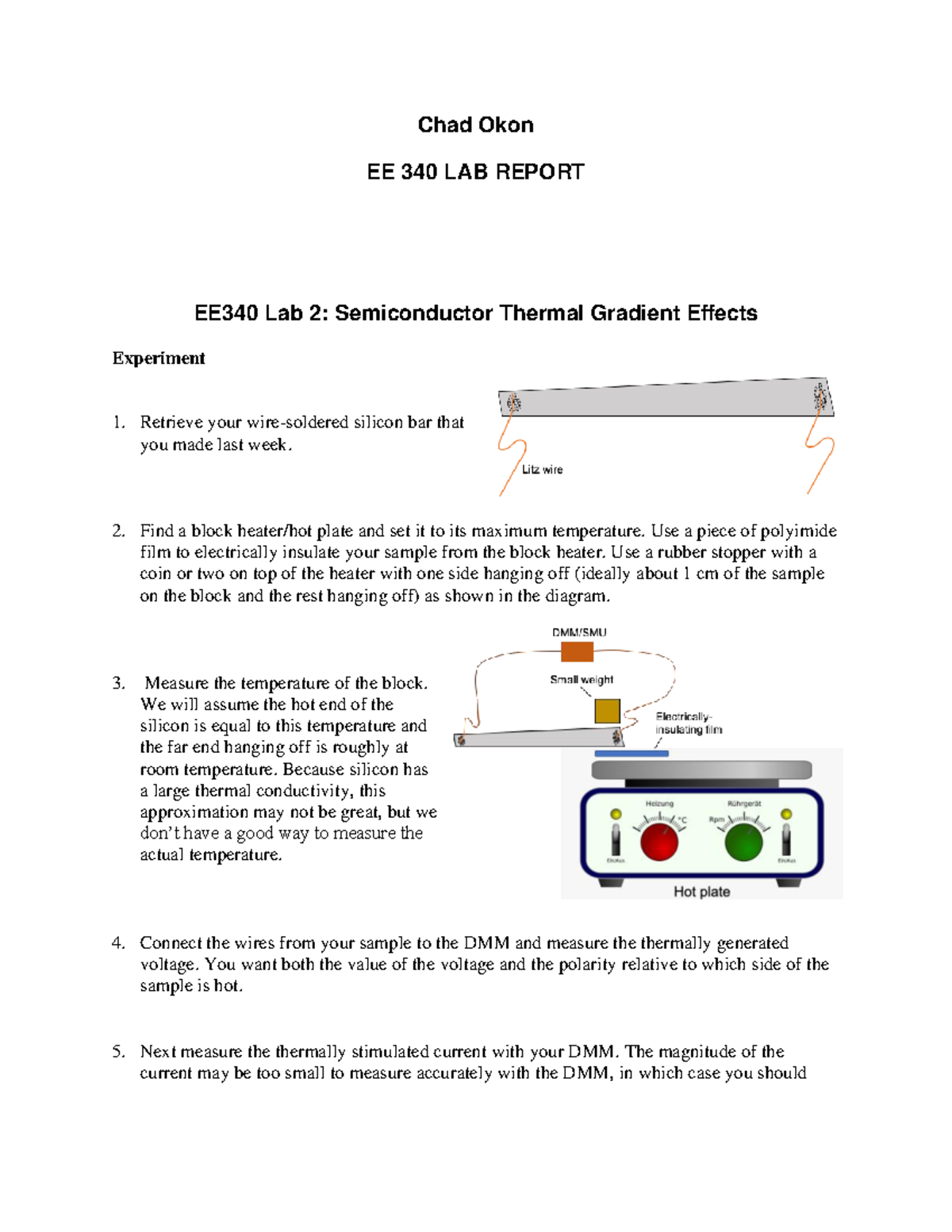 Lab 2 - Silicon Thermal Gradient Effects - Chad Okon EE 340 LAB REPORT ...