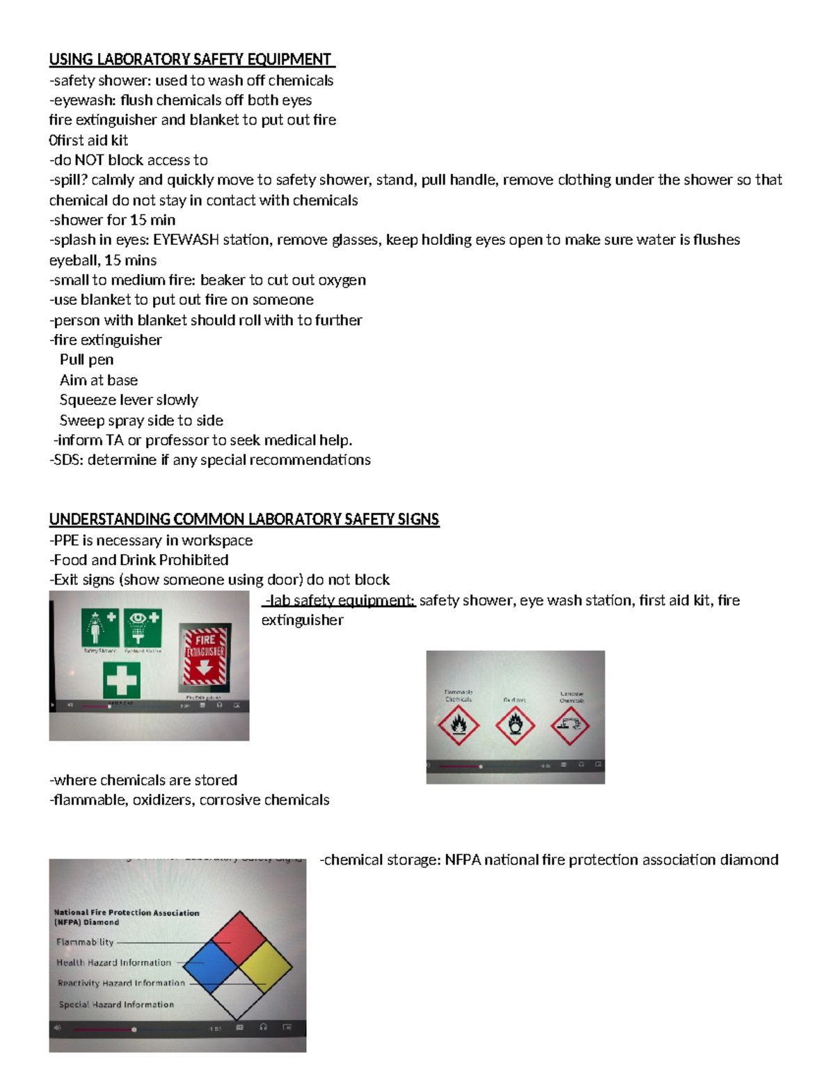 1- LAB Safety - USING LABORATORY SAFETY EQUIPMENT -safety shower: used ...