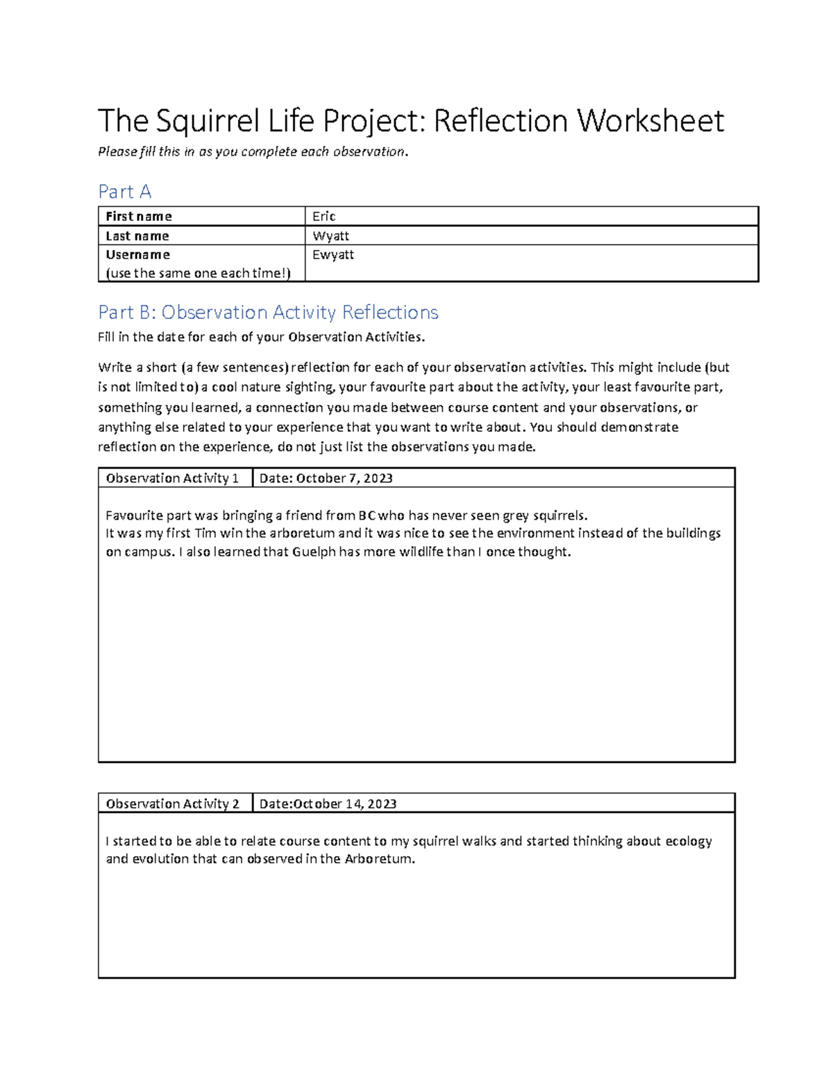 Squirrel Life Project Reflection Worksheet W23 - The Squirrel Life ...