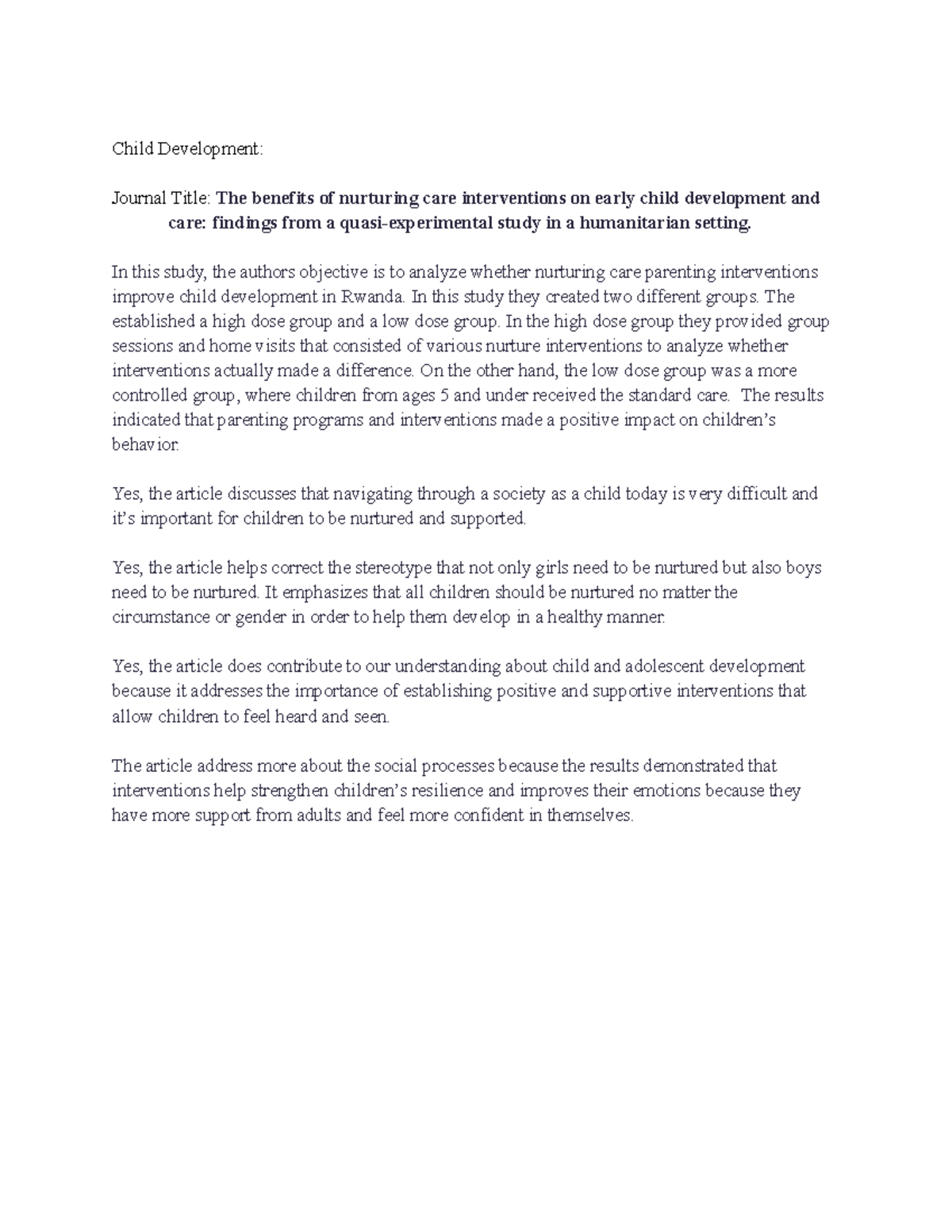 Active Learning Research Article - Child Development: Journal Title ...