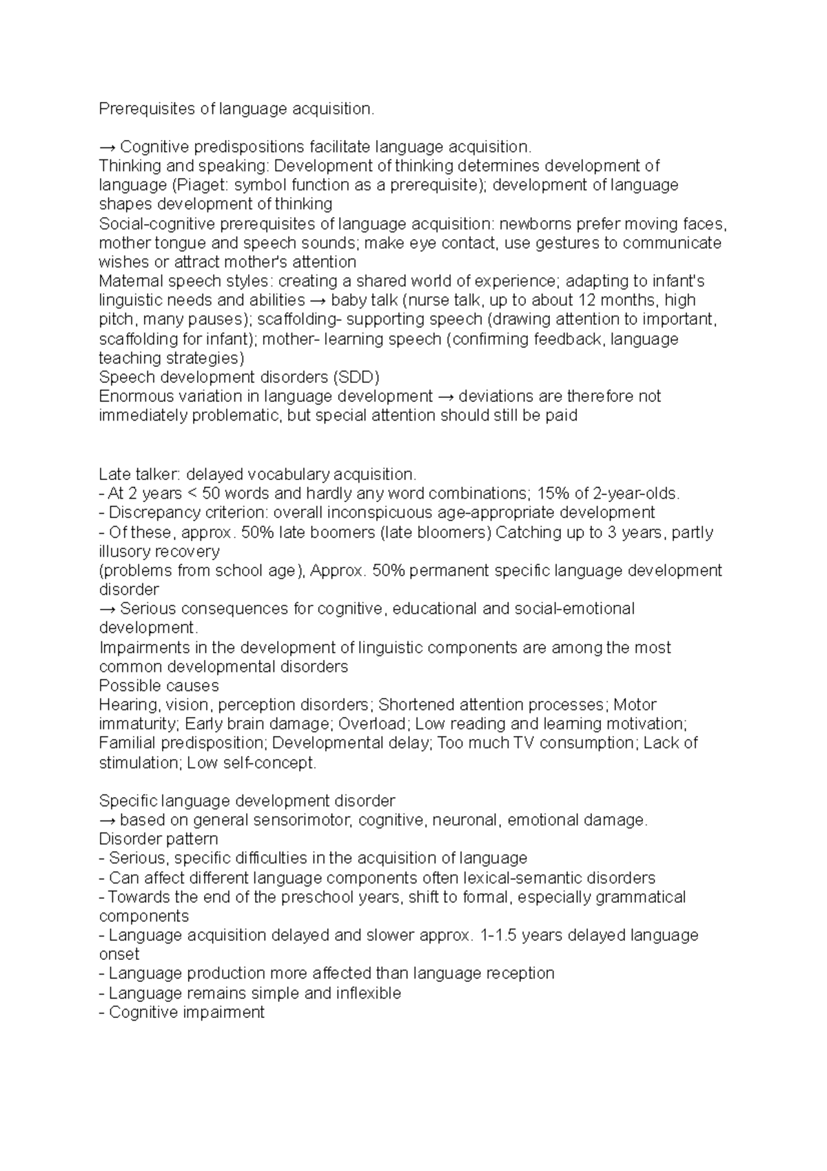 Prerequisites of language acquisition - → Cognitive predispositions ...