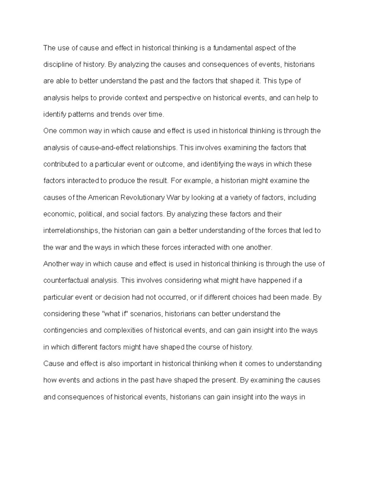 The use of cause and effect, and The role of context in historical ...