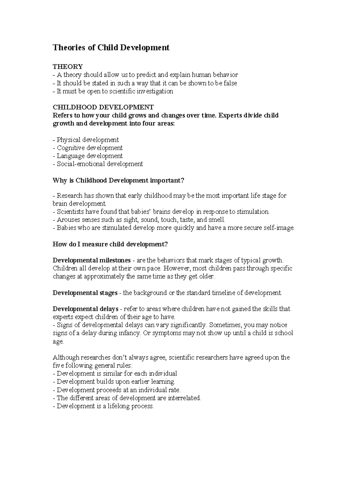 Theories of Child Development - Theories of Child Development THEORY ...