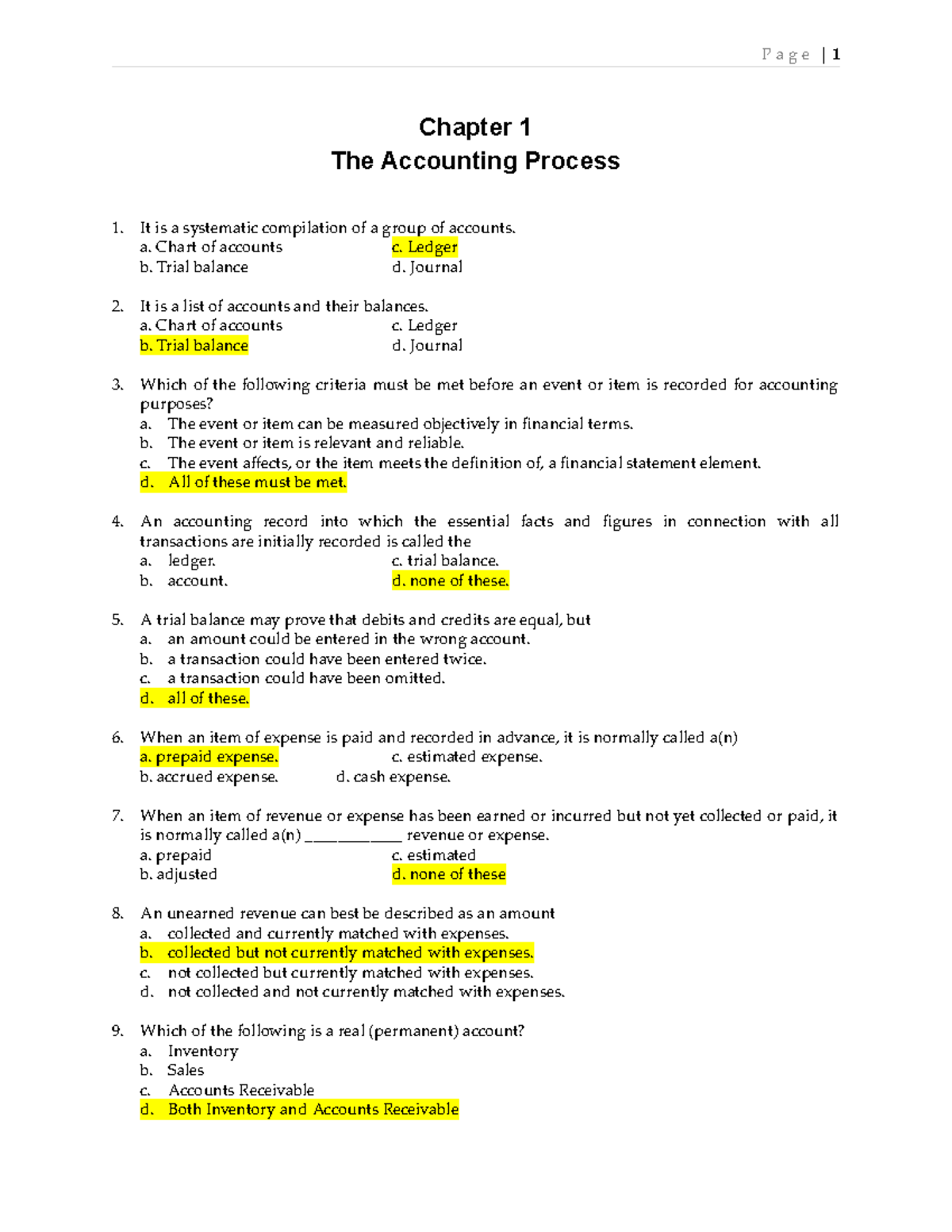 Chapter 1 THE Accounting Process - Chapter 1 The Accounting Process 1 ...