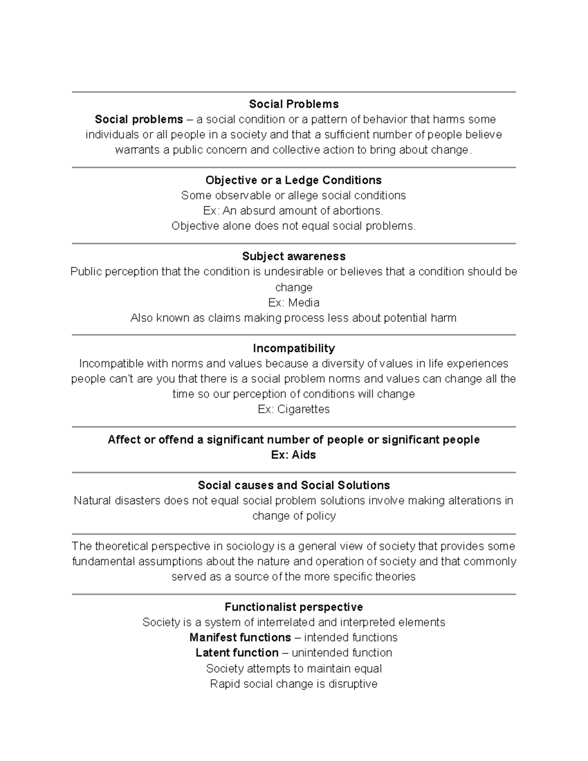Sociology Notes 2 - Social Problems Social problems – a social ...