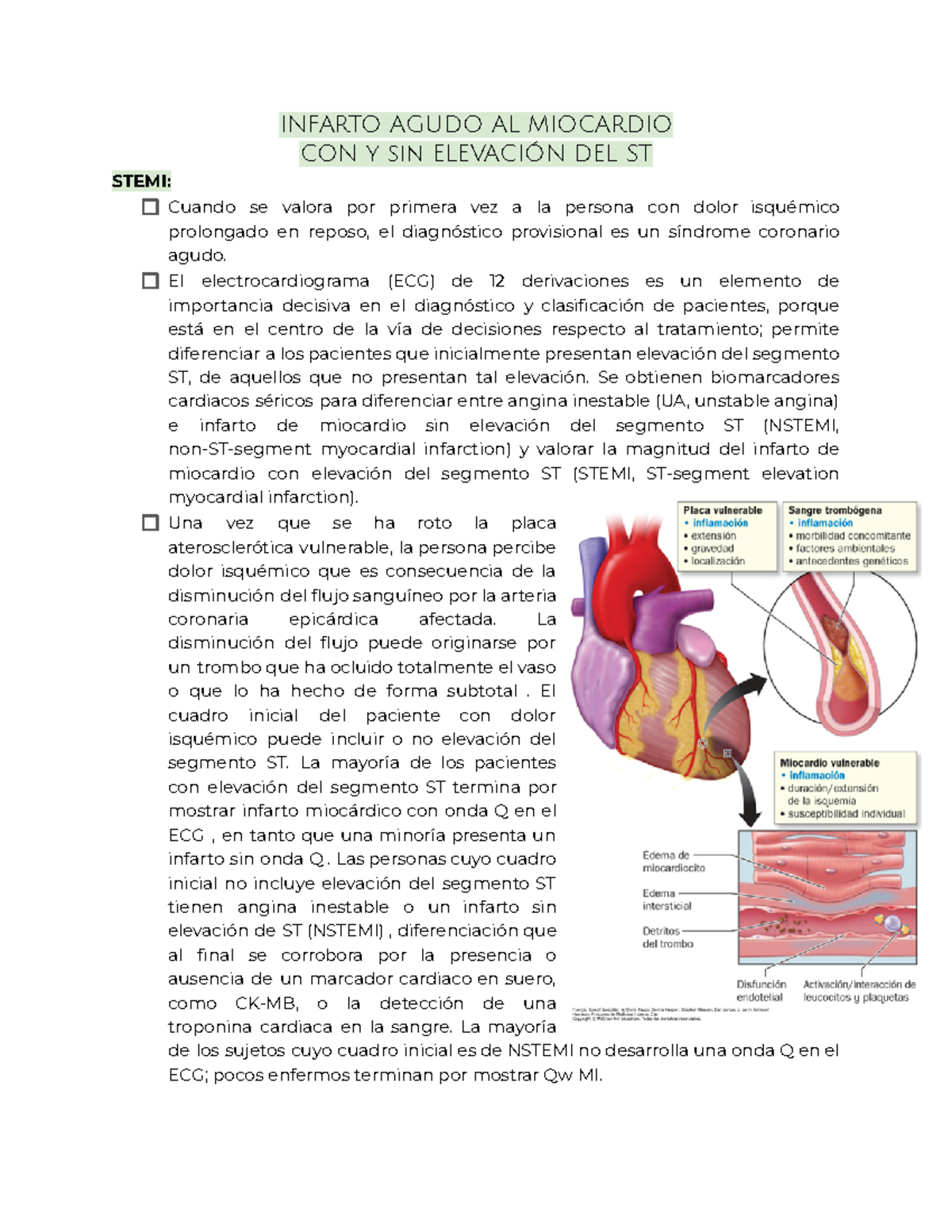 Infarto Agudo AL Miocardio, Resumen - INFARTO AGUDO AL MIOCARDIO CON y ...